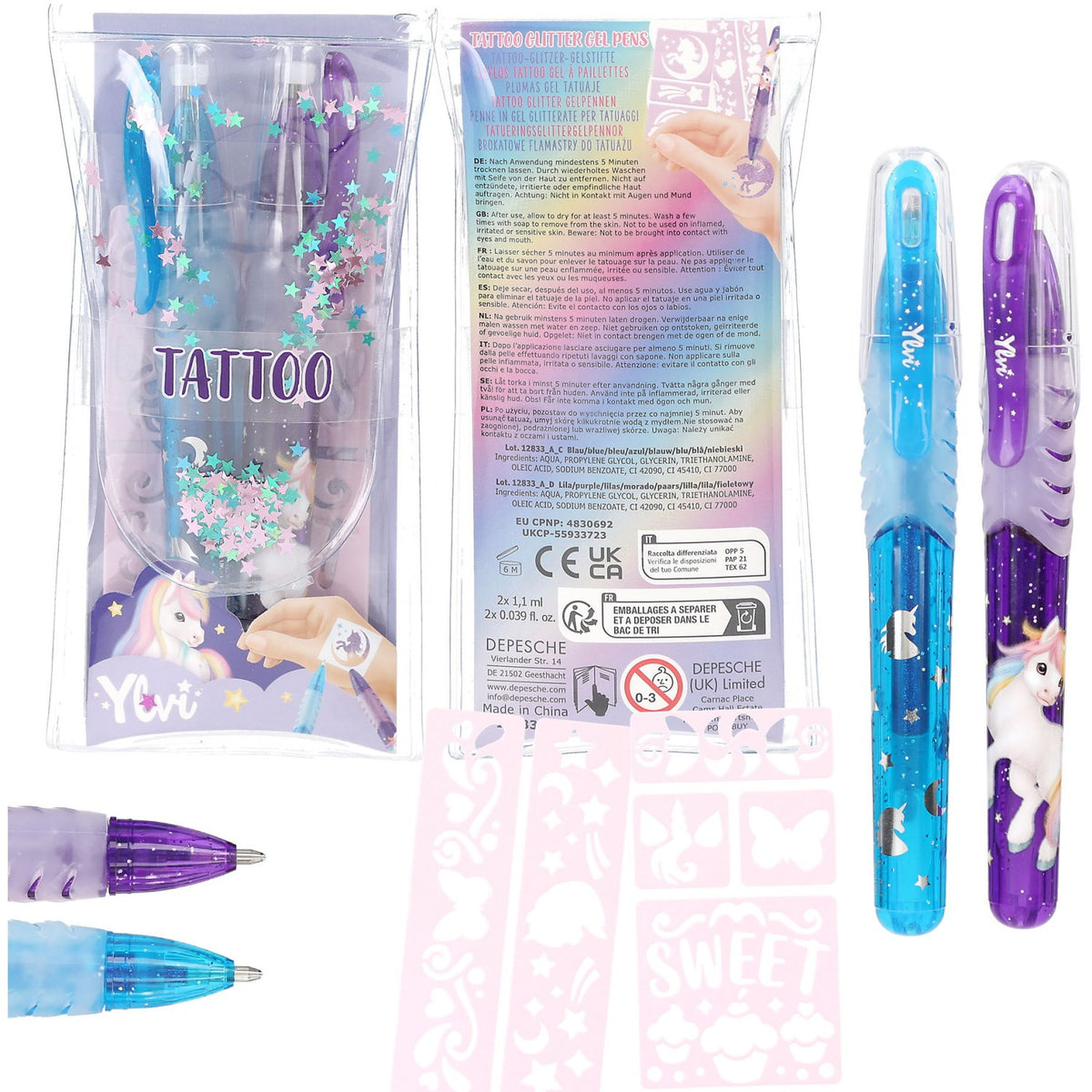 Køb Ylvi Blue/Purple Tattoo Glitter Gel Pens | Luksusbaby – Luksusbaby DK