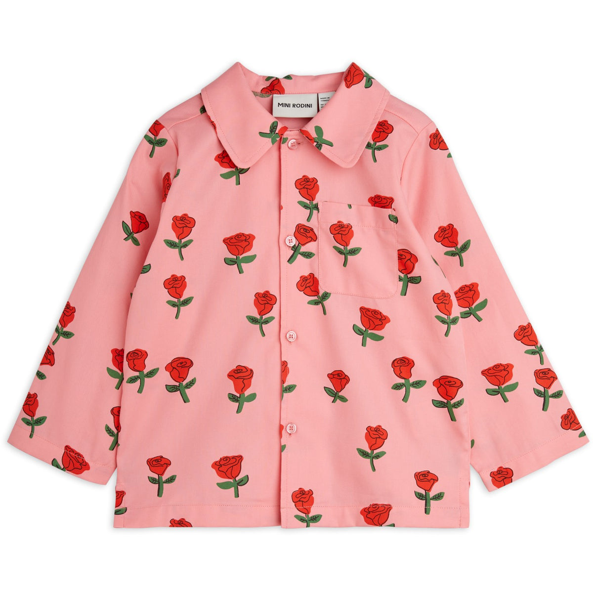 Køb Mini Rodini Pink Roses AOP Woven Skjorte | Luksusbaby – Luksusbaby DK