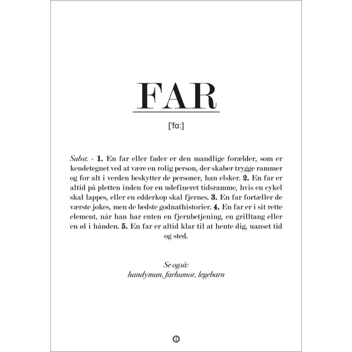 Køb Poster & Frame Citatplakat - Far Definition | Luksusbaby ...