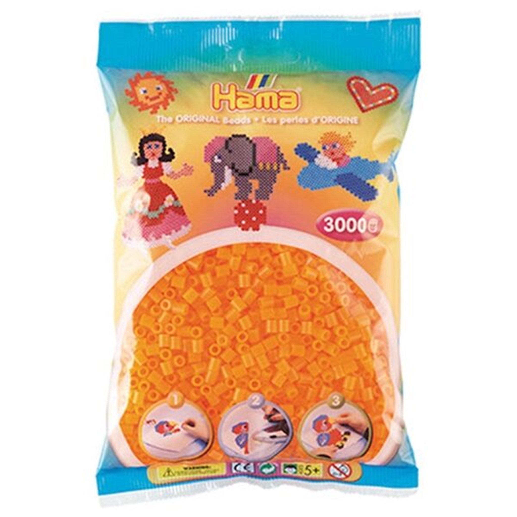 Midi Perler 3000 stk Neon Orange - 0138 - HAMA | Luksusbaby